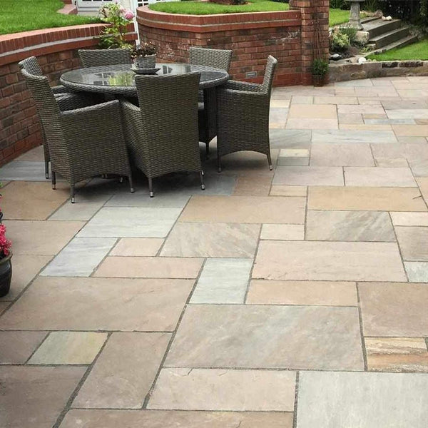 Autumn Brown Indian Sandstone Paving Slabs 900x600 | Stone Paving Direct