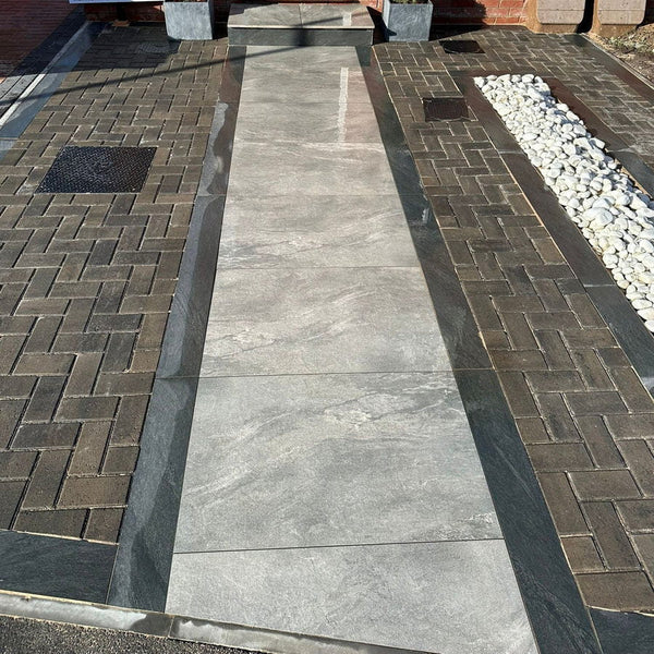 Anthracite Black Porcelain Plank Linear 900 x 200 | Stone Paving Direct