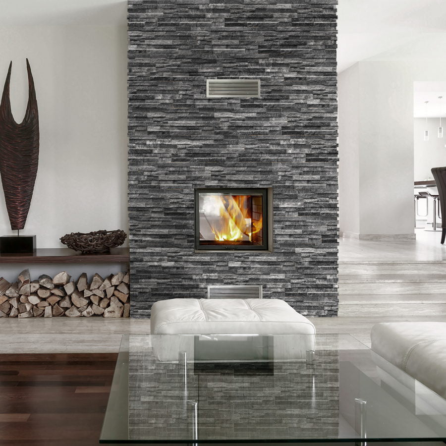 Dark Grey Italian Porcelain Split Face Effect Tiles | Stone Paving Direct