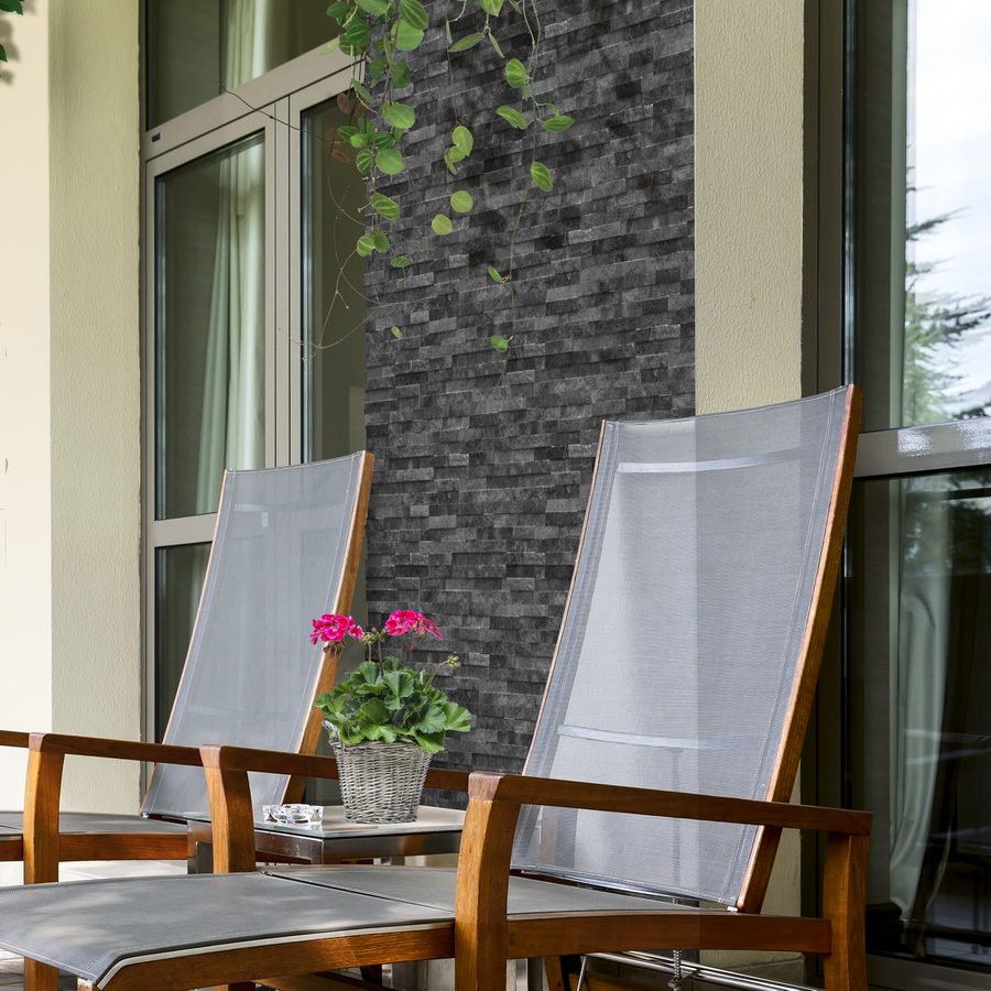 Dark Grey Italian Porcelain Split Face Effect Tiles | Stone Paving Direct