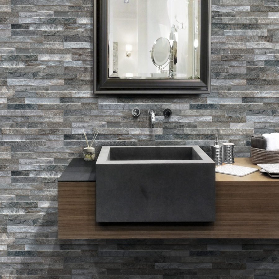 Grey Blend Italian Porcelain Split Face Effect Tiles | Stone Paving Direct