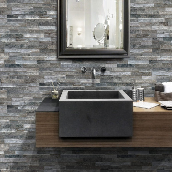 Grey Blend Italian Porcelain Split Face Effect Tiles | Stone Paving Direct