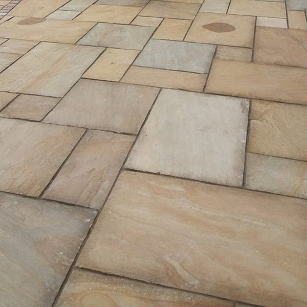 Rippon Buff Indian Sandstone Paving Slabs 900x600 22mm | Stone Paving ...