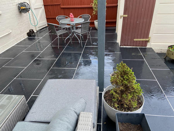 Black Limestone Paving Slabs, Midnight 900 x 600 | Stone Paving Direct