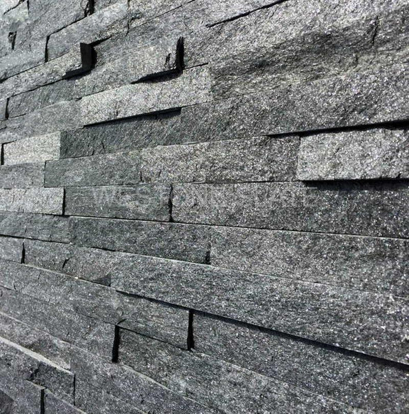 Black Sparkle Quartz Split Face Tiles 360x100 | Stone Paving Direct