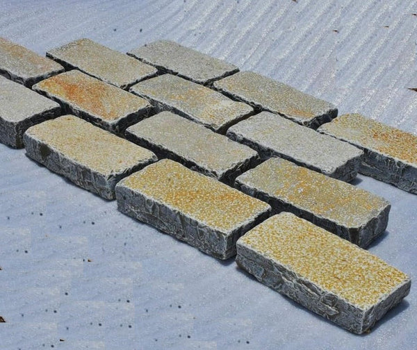 Tundar Yellow Limestone Setts Tumbled | Stone Paving Direct