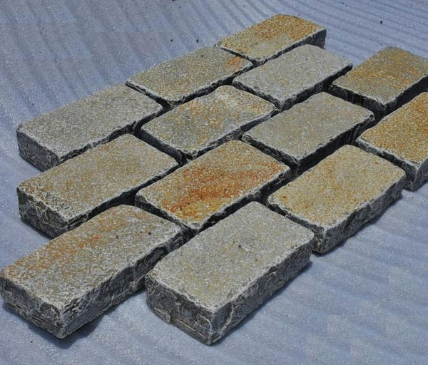 Tundar Yellow Limestone Setts Tumbled | Stone Paving Direct