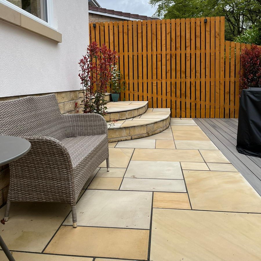 Smooth Mint Fossil Indian Sandstone Paving Patio Packs | Stone Paving ...