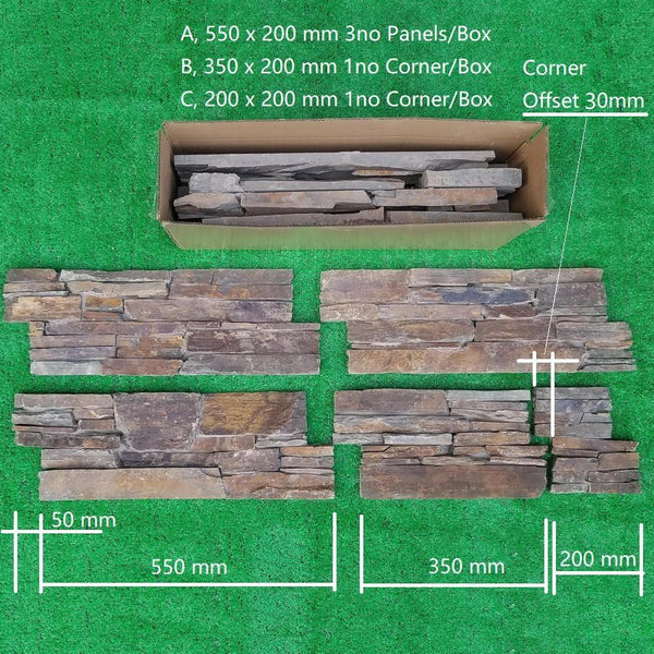 Multicolour Slate Stone Cladding Z Tiles Clad Panels | Stone Paving Direct