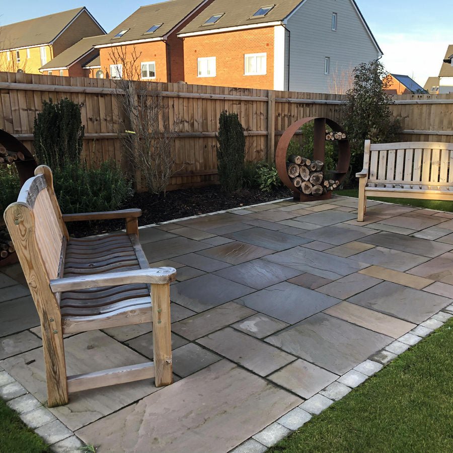 Raj Green Indian Sandstone Paving Patio Slabs Packs 22mm | Stone Paving ...