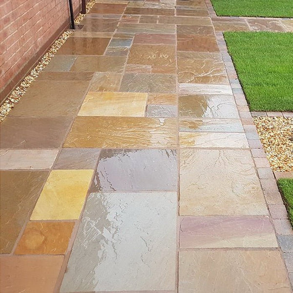 Rippon Buff Indian Sandstone Paving Slabs 900x600 22mm | Stone Paving ...