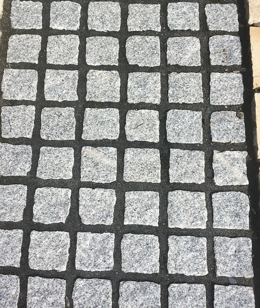 Silver Grey Granite Setts Cobbles Cropped 100x100x50 | Stone Paving Direct