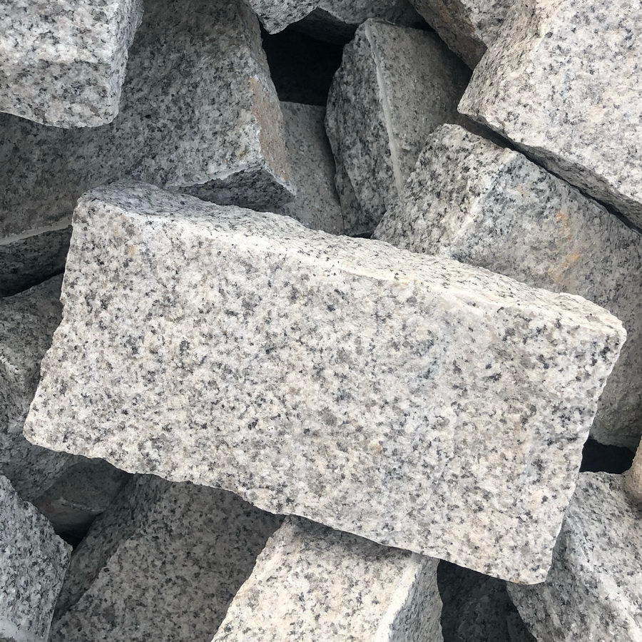 Silver Grey Granite Setts Cobbles Cropped 200x100x50 | Stone Paving Direct