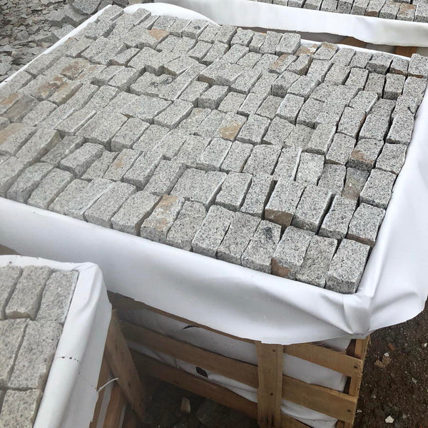 Silver Grey Granite Setts Cobbles Cropped 200x100x50 | Stone Paving Direct