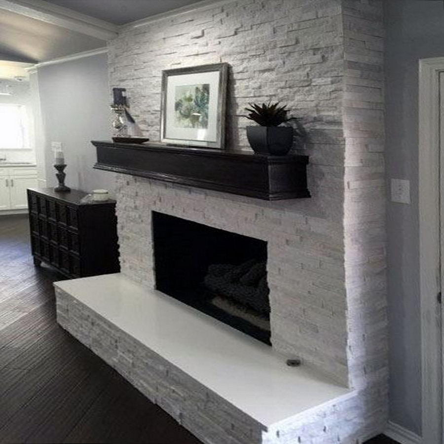 White Split Face Tiles White Quartz Cladding 550x150 | Stone Paving Direct