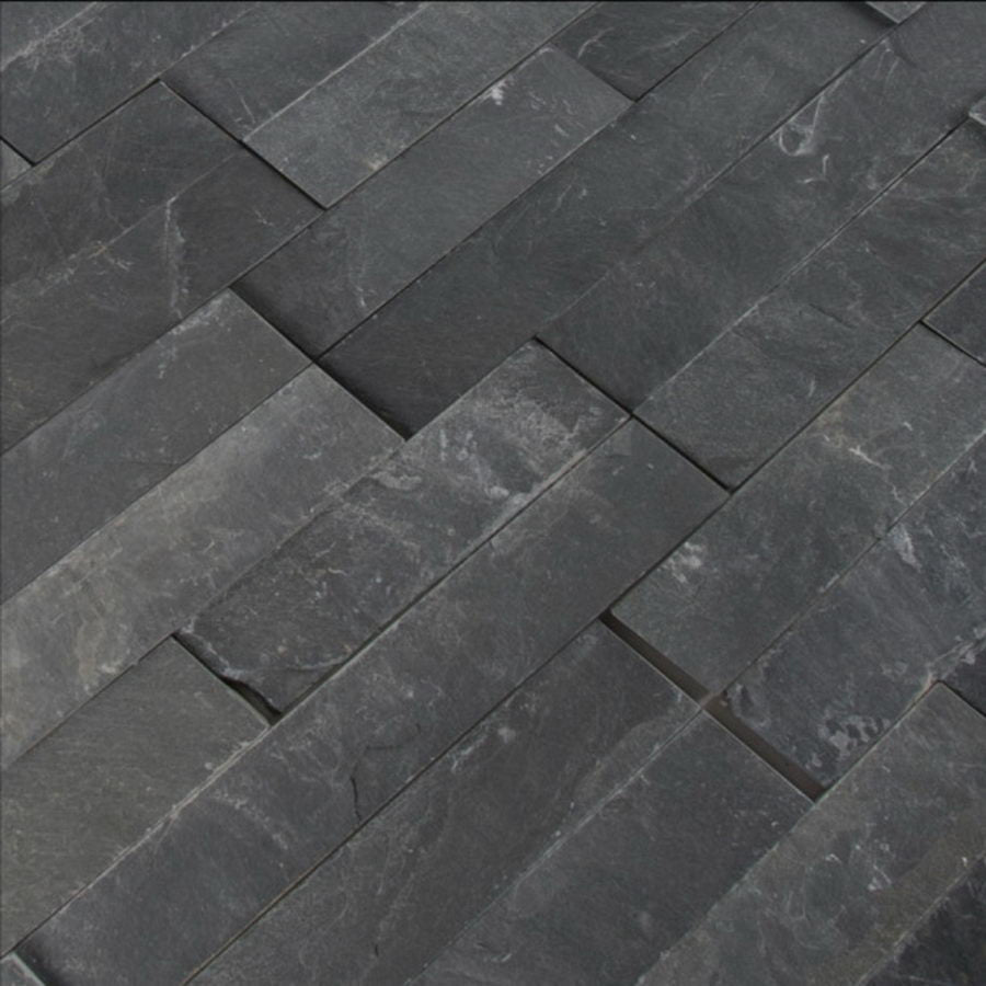 Black Slate Split Face Tiles Stone Cladding 550x150 | Stone Paving Direct