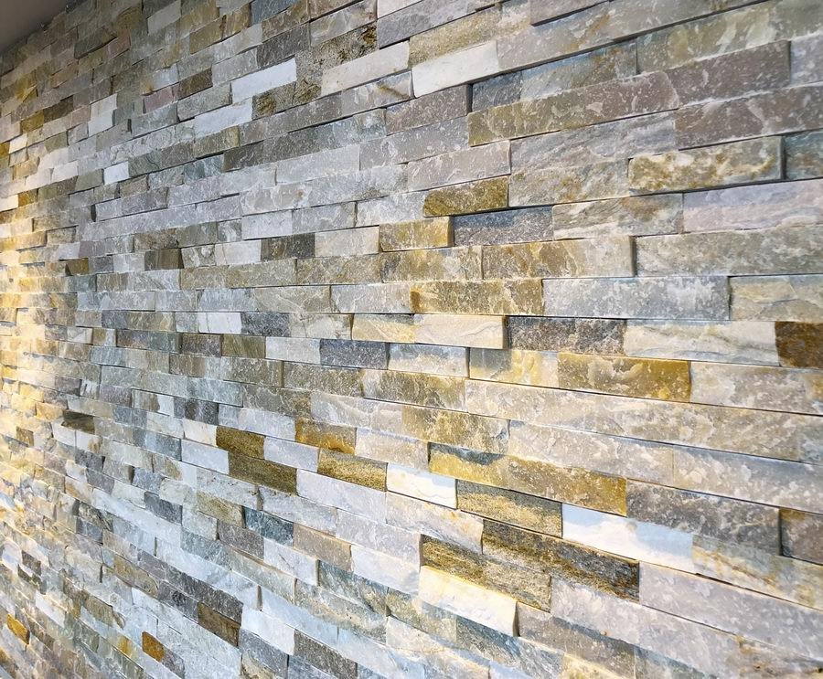 Oyster Quartz Split Face Tiles Cladding 550x150 | Stone Paving Direct