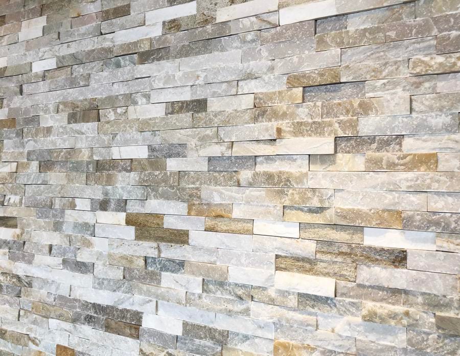 Oyster Quartz Split Face Tiles Cladding 550x150 | Stone Paving Direct